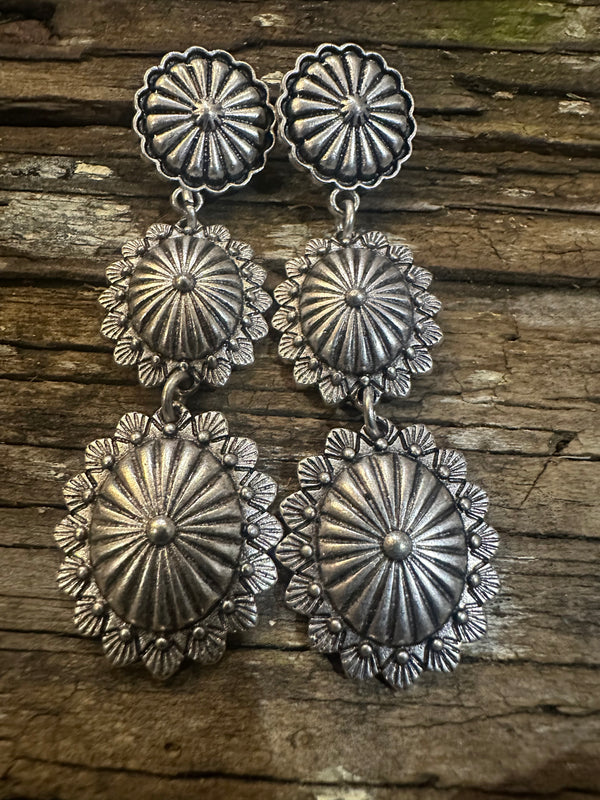Silver Concho Earrings - Surf Meets Southwest